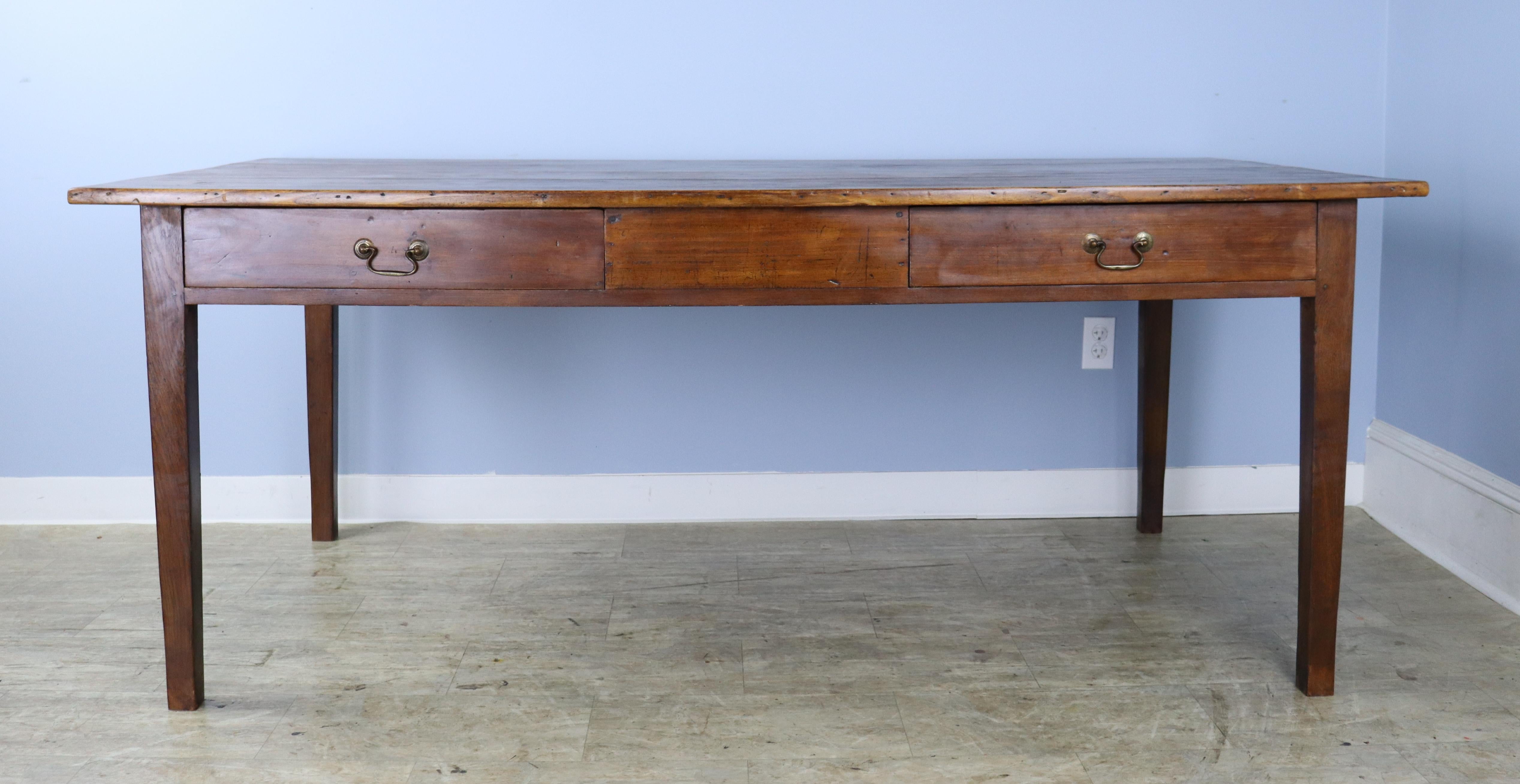 Fruitwood Farm Table / Desk with 4 Drawers For Sale at 1stDibs