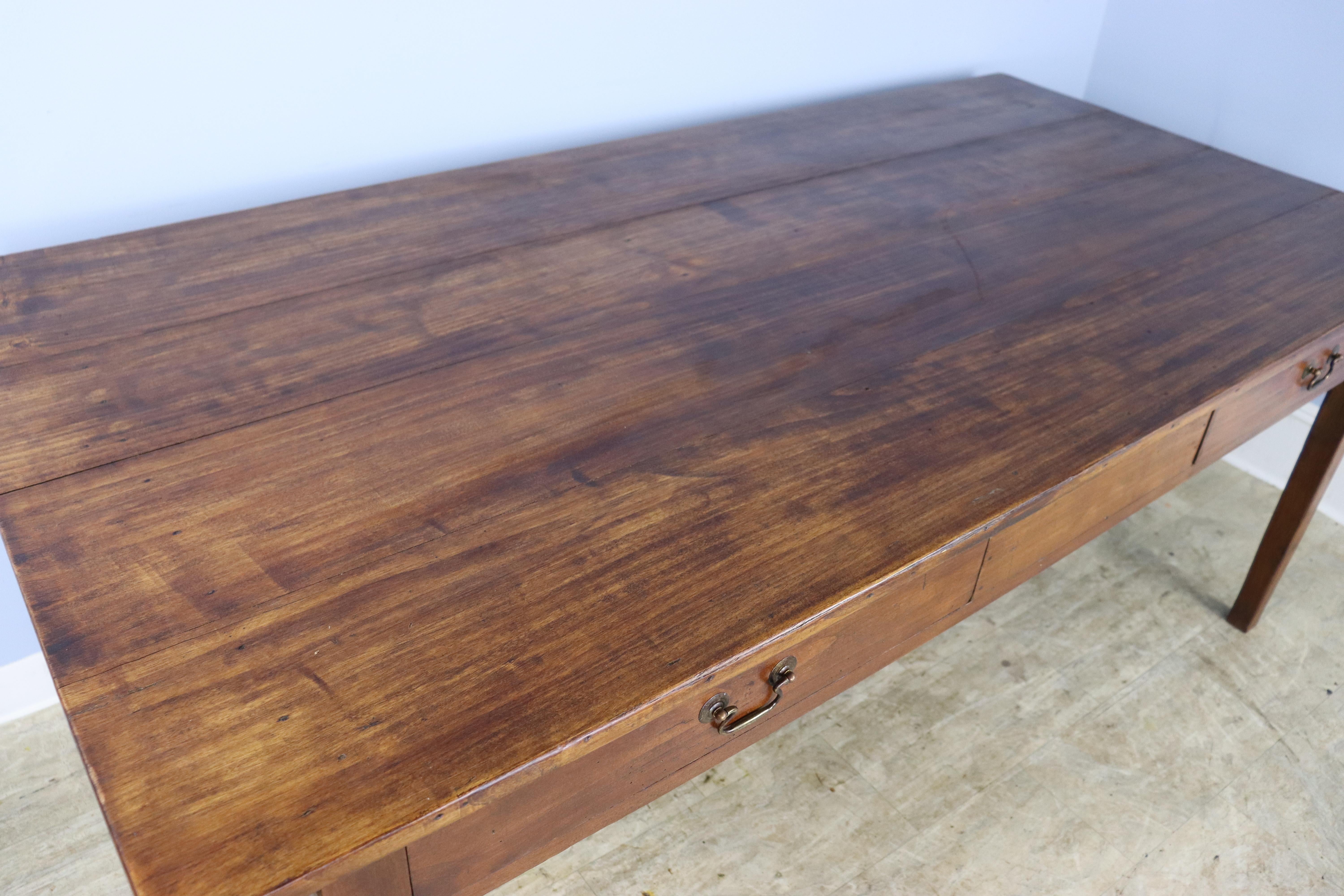 Fruitwood Farm Table / Desk with 4 Drawers For Sale at 1stDibs
