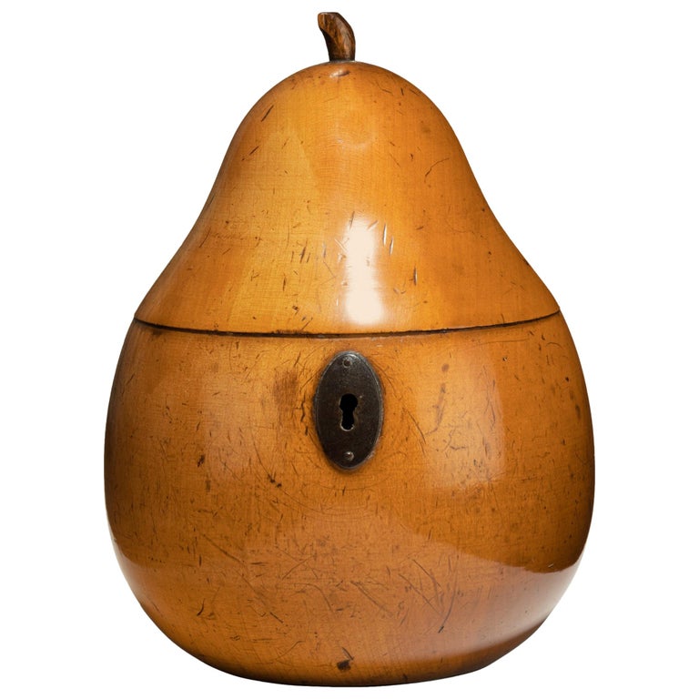 Fruitwood Tea Caddy in the Form of a Pear at 1stDibs | pear tea caddy