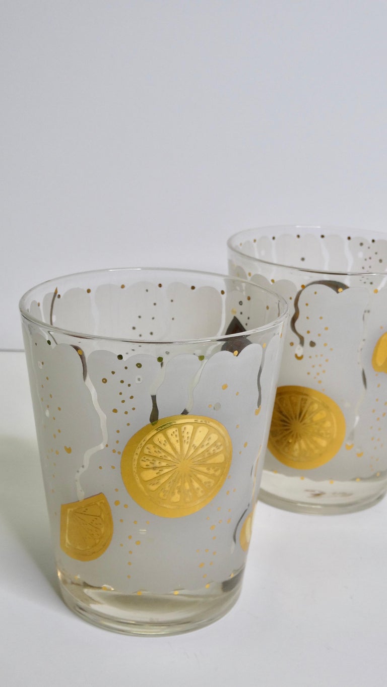 Fruity Frosted Glassware- Set of 5 For Sale at 1stDibs