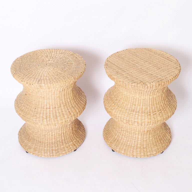 Fs Flores Collection Pair of Woven Reed Midcentury Style Stands For ...