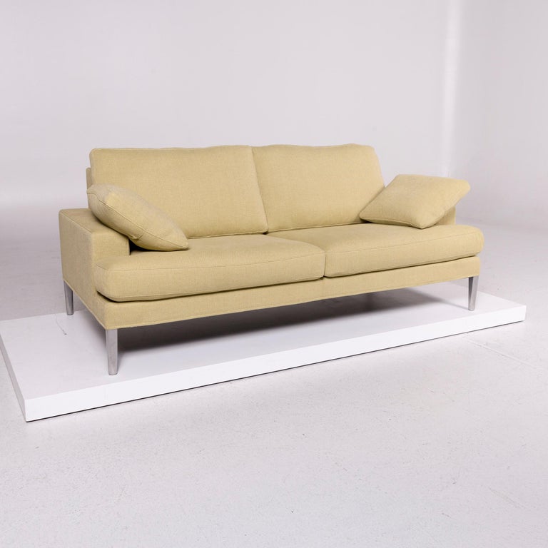 FSM Clarus Fabric Sofa Yellow Lemon Yellow Two-Seat Couch at 1stDibs