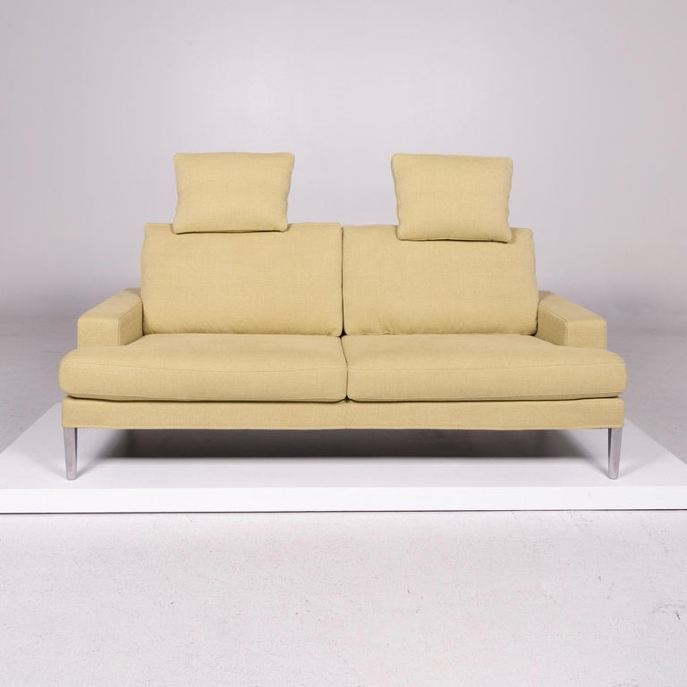 FSM Clarus Fabric Sofa Yellow Lemon Yellow Two-Seat Couch at 1stDibs