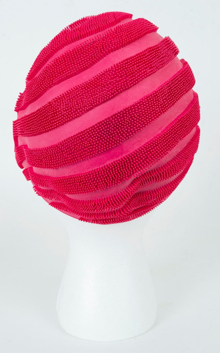 Fuchsia Esther Williams Swim Bathing Cap with Textured Swirls, Spain –O ...