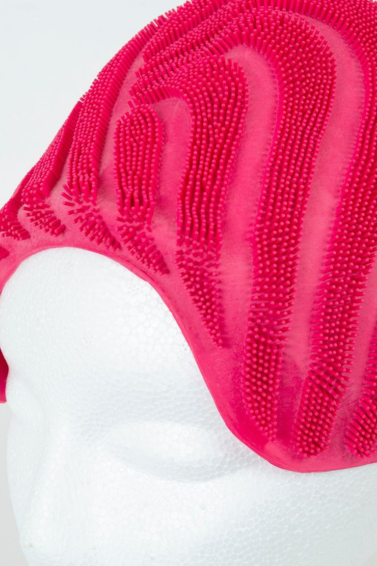 Fuchsia Esther Williams Swim Bathing Cap with Textured Swirls, Spain –O ...
