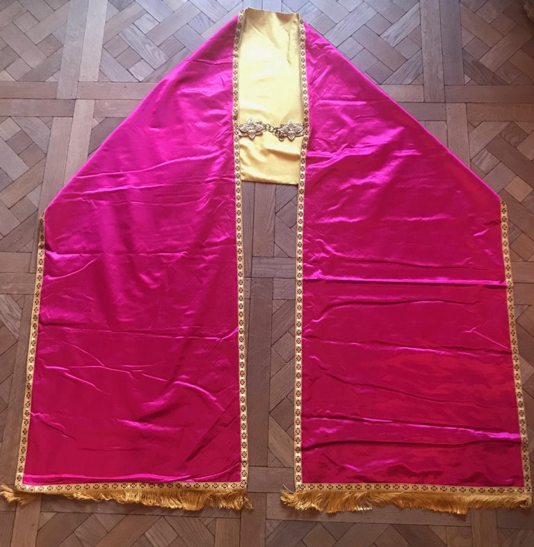 Fuchsia Pink Silk Embroidered Priest Vestment Cape For Sale at 1stDibs