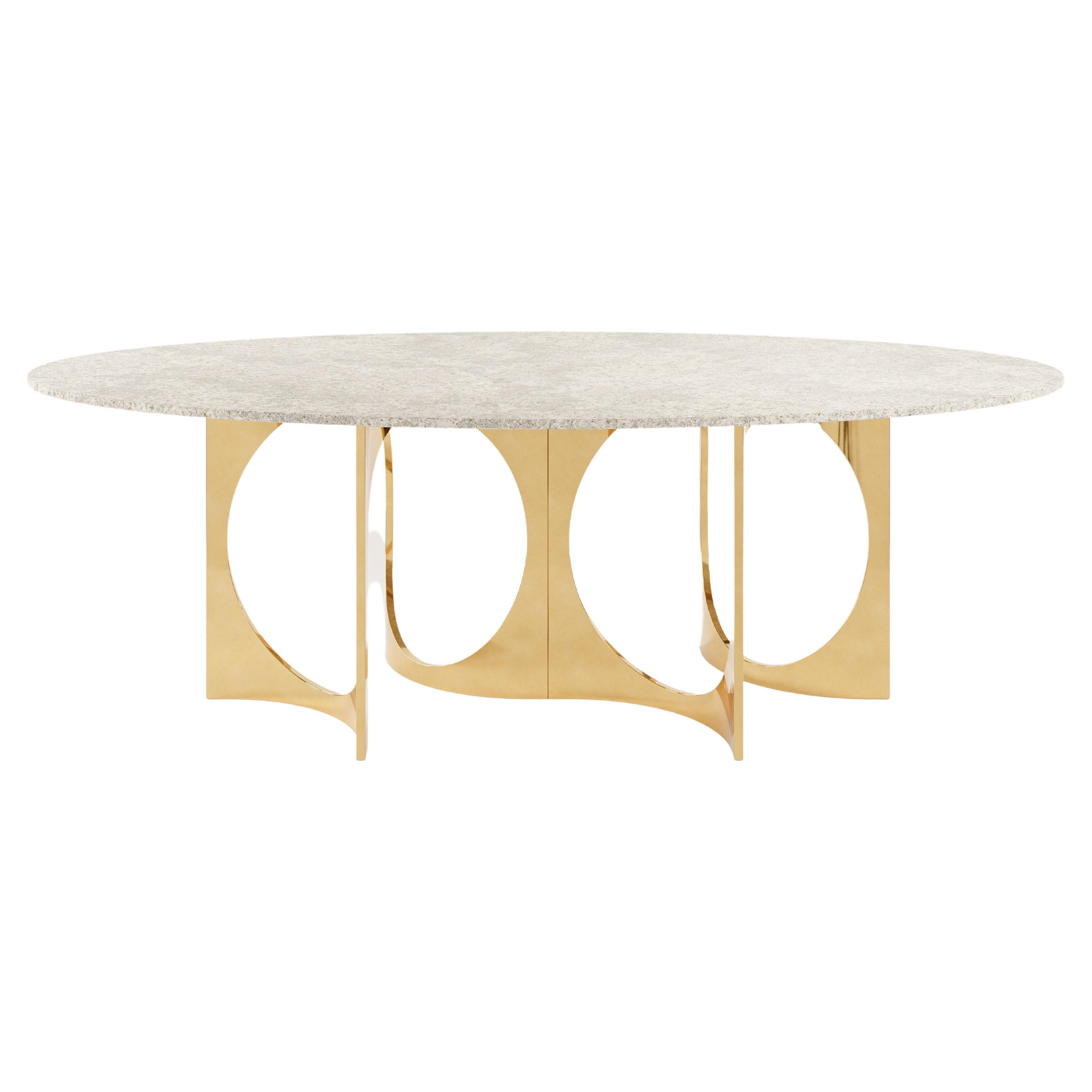 Fuga Bronze Polished 240 cm Ellipse table Stone top - Metamorphic Art ...