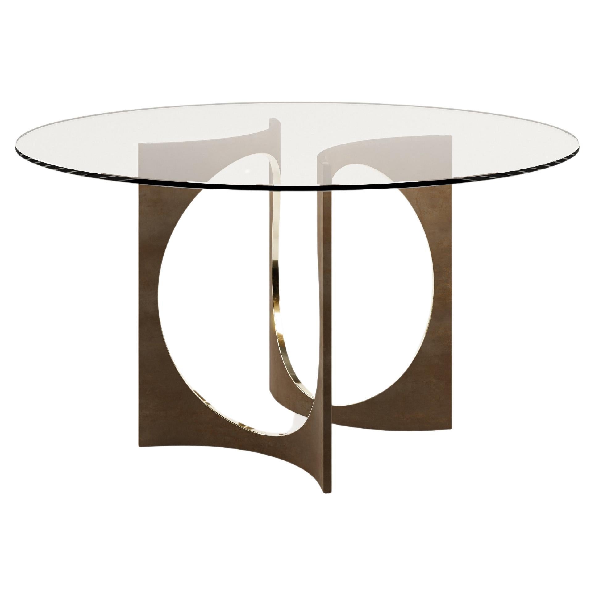 Fuga Cast Bronze and Patina 140 cm Round table Stone top - Metamorphic ...