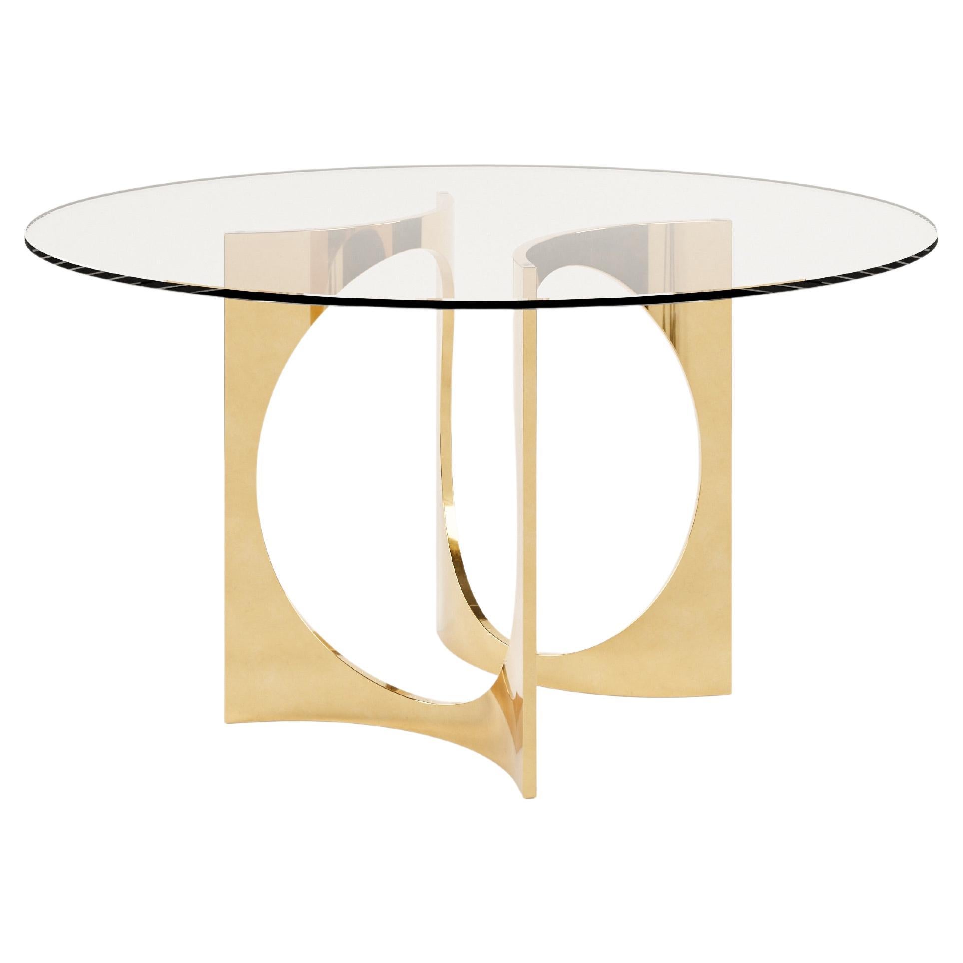 Fuga Cast Bronze Polished 140 cm Round table Glass top - Metamorphic ...