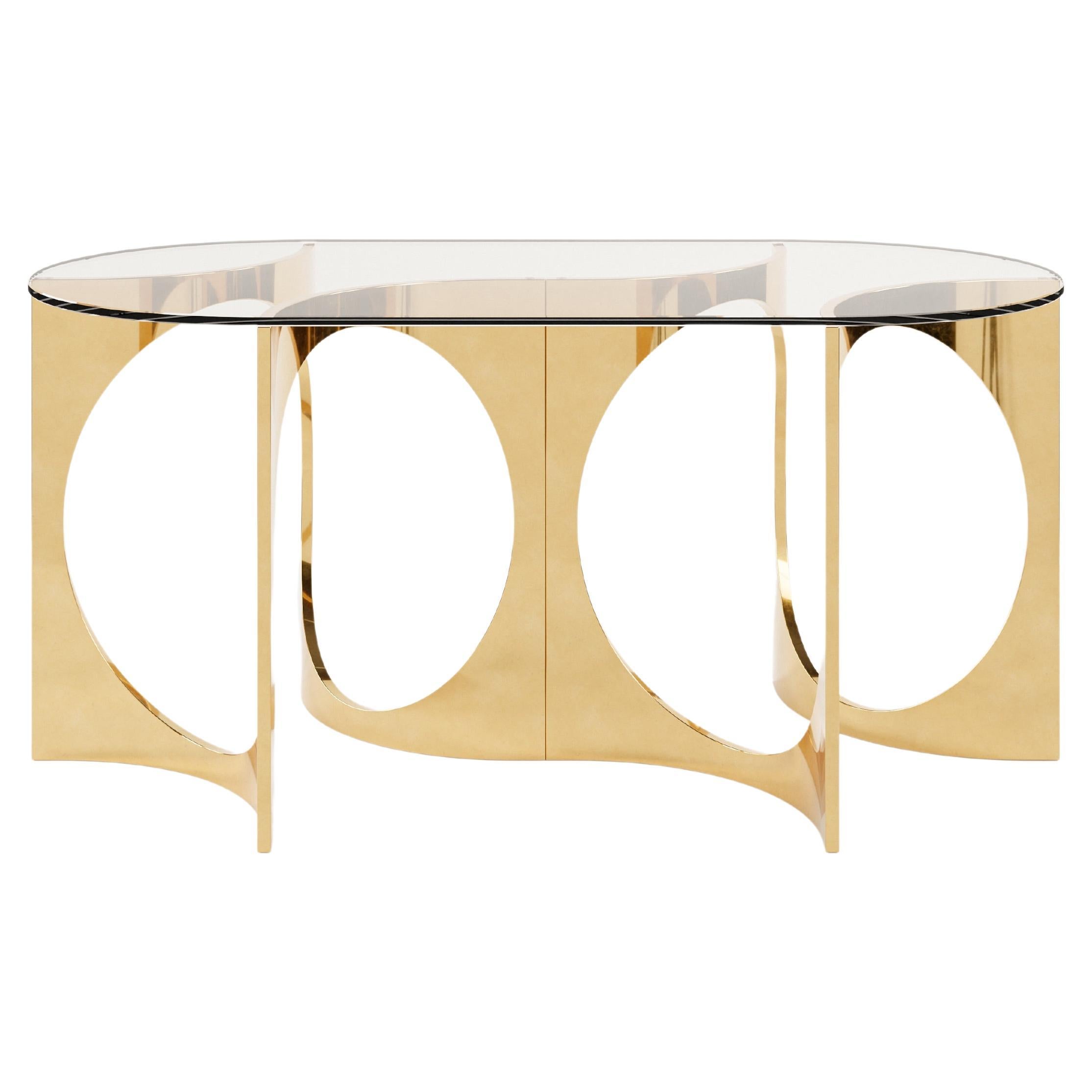 Fuga Cast bronze Polished 160 cm Oblong table Glass top - Metamorphic ...