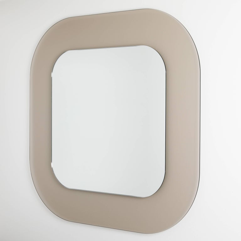 Full Circle Modern Original Square Acrylic-Frame Mirror For Sale at 1stDibs