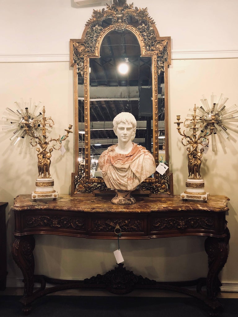 Full Colorful Marble Bust of a Young Roman at 1stDibs