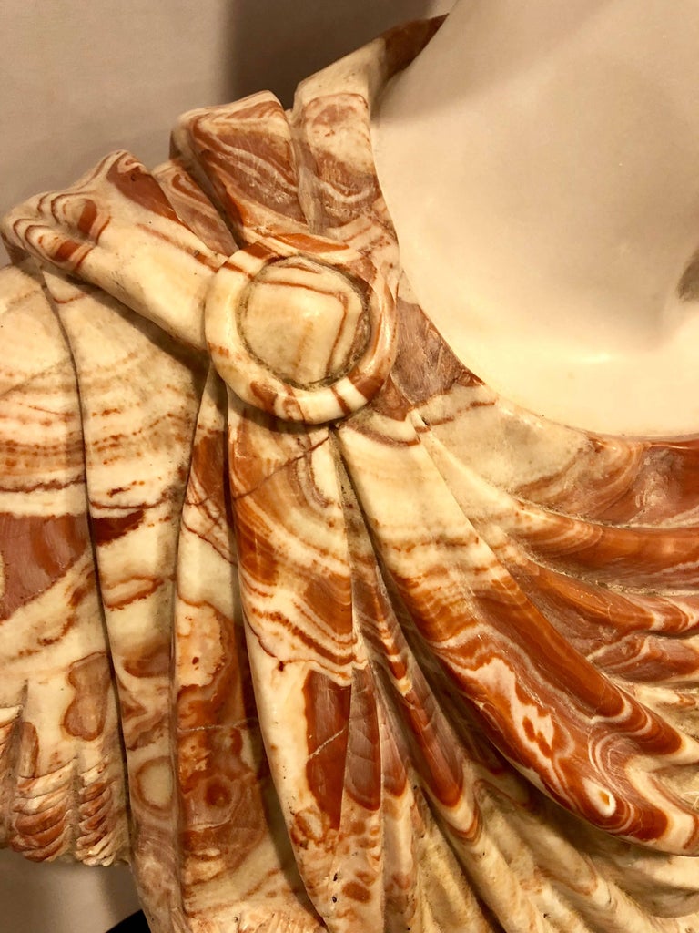 Full Colorful Marble Bust of a Young Roman at 1stDibs