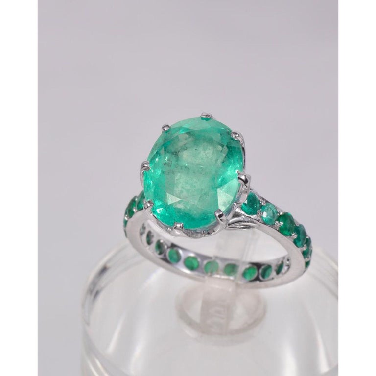 Customizable Full Eternity Emerald Engagement Ring, Oval Emerald ...