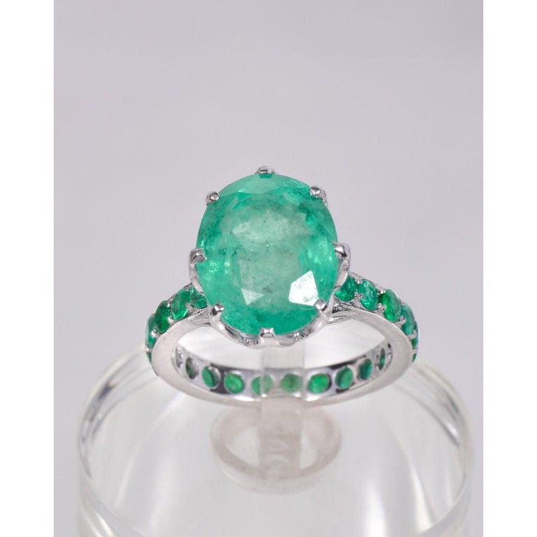 Customizable Full Eternity Emerald Engagement Ring, Oval Emerald ...