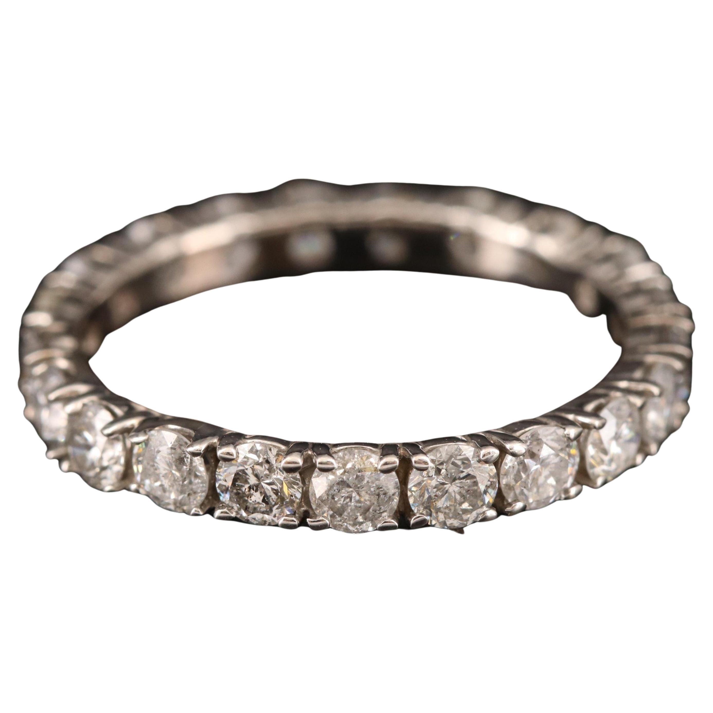 Customizable 18K White Gold Wedding Band with Full Eternity Diamonds ...