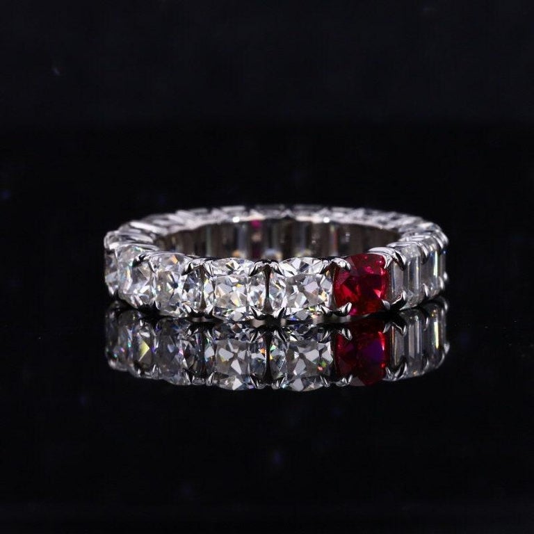 Customizable Full Eternity Ruby Wedding Band Unique Ruby Diamond ...
