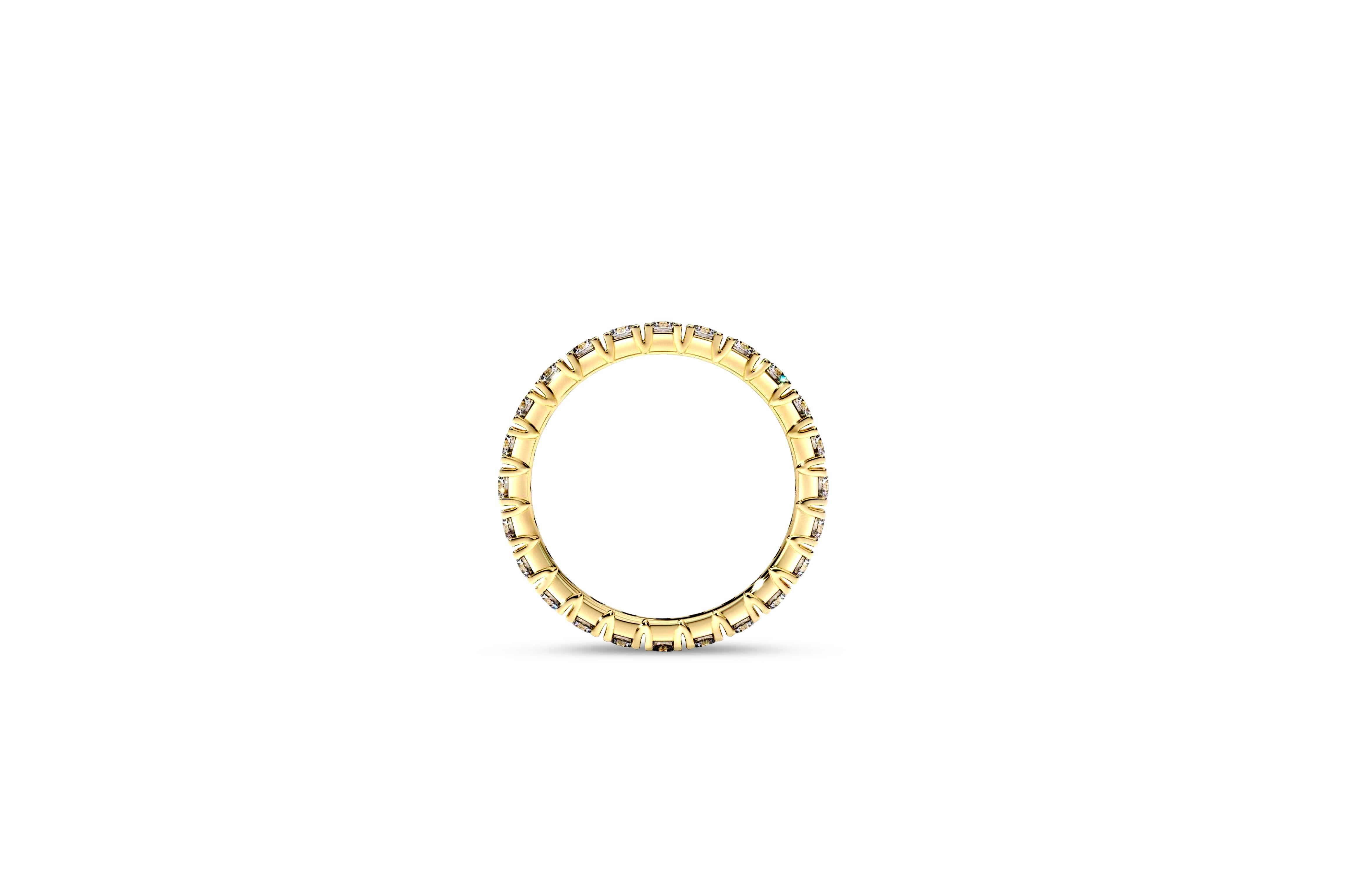 Full Eternity U Prong Set Wedding 14k gold Band. For Sale at 1stDibs