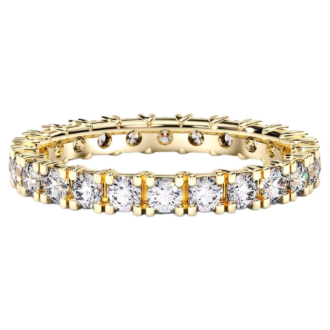 Full Eternity U Prong Set Wedding 14k gold Band. For Sale at 1stDibs