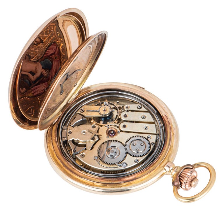 Full Hunter 24 Ct Rose Gold Erotic Automatic Quarter Repeater Keyless ...