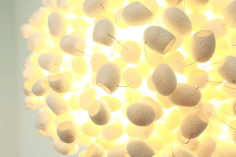 Full Moon Pendant Light by Ango, Hand-Crafted Silk Cocoon, Moon Series ...
