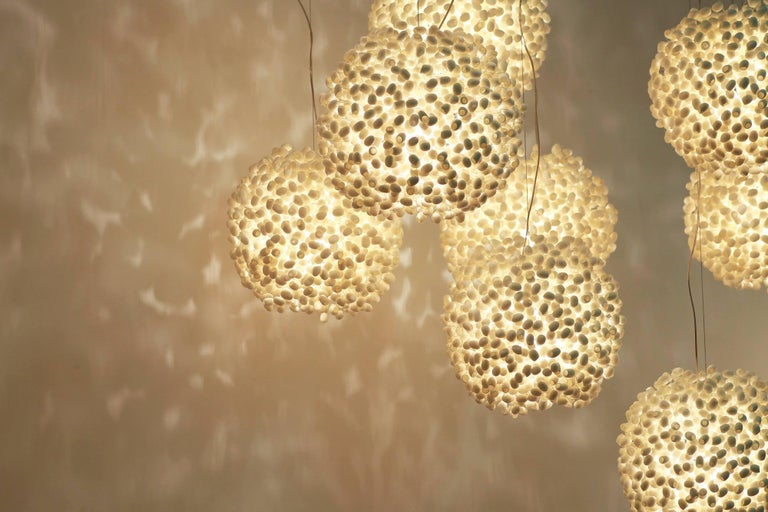 Full Moon Pendant Light by Ango, Hand-Crafted Silk Cocoon, Moon Series ...