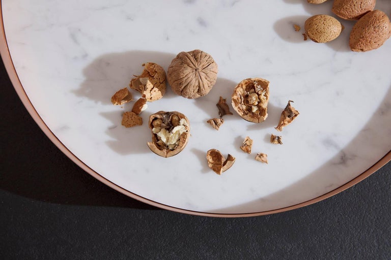 Full Moon Small Copper and Carrara Marble Tray by Elisa Ossino For Sale ...