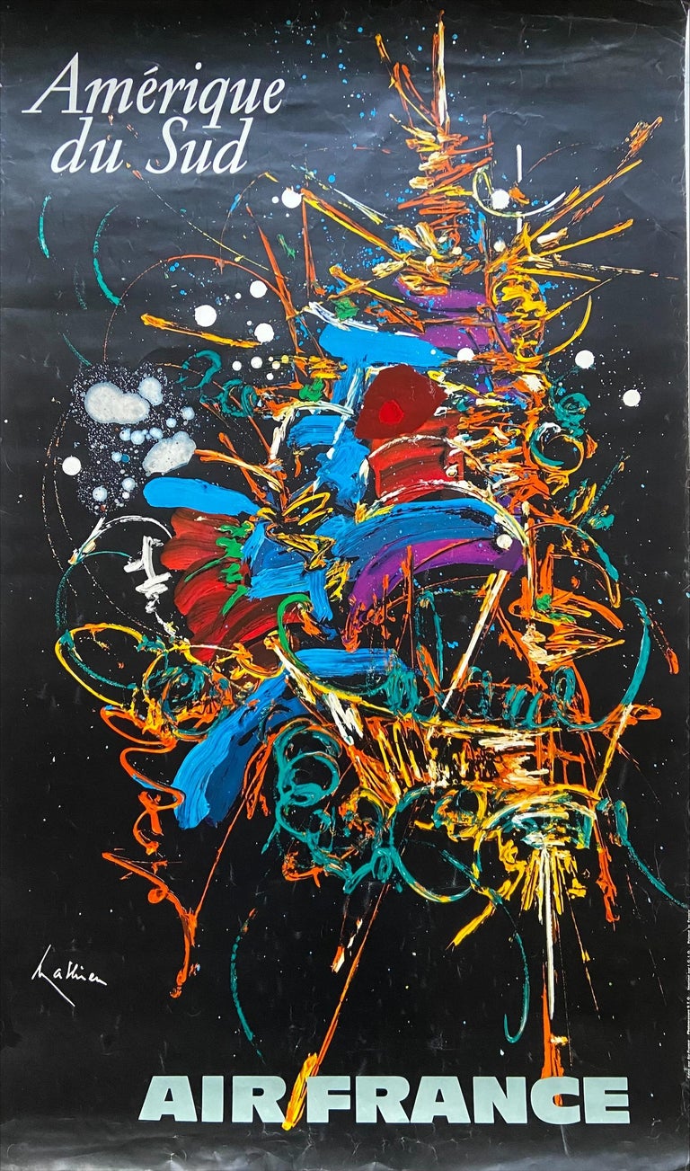 Full Portfolio 14 Air France Posters by Georges Mathieu, 1968 For Sale ...