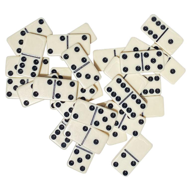 Full Set of Midcentury Black and White Vintage Dominoes in Original ...