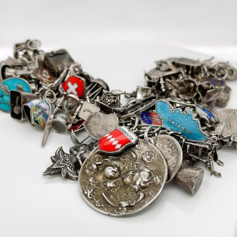 Full Vintage Sterling Silver Estate Charm Bracelet with 70+ Charms at ...