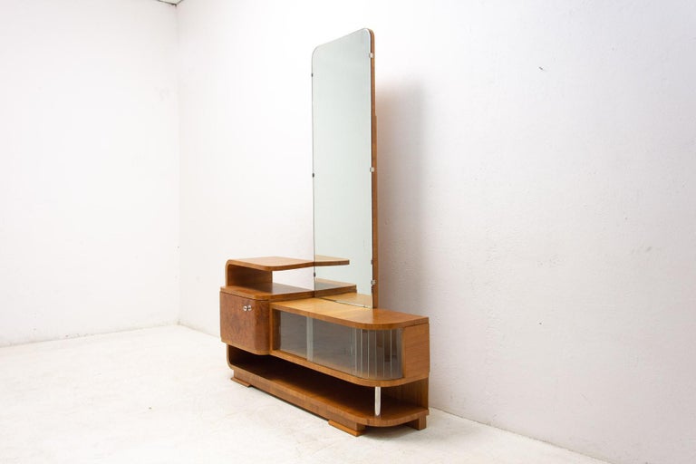 Fully renovated ART DECO walnut dressing table, 1940’s For Sale at 1stDibs