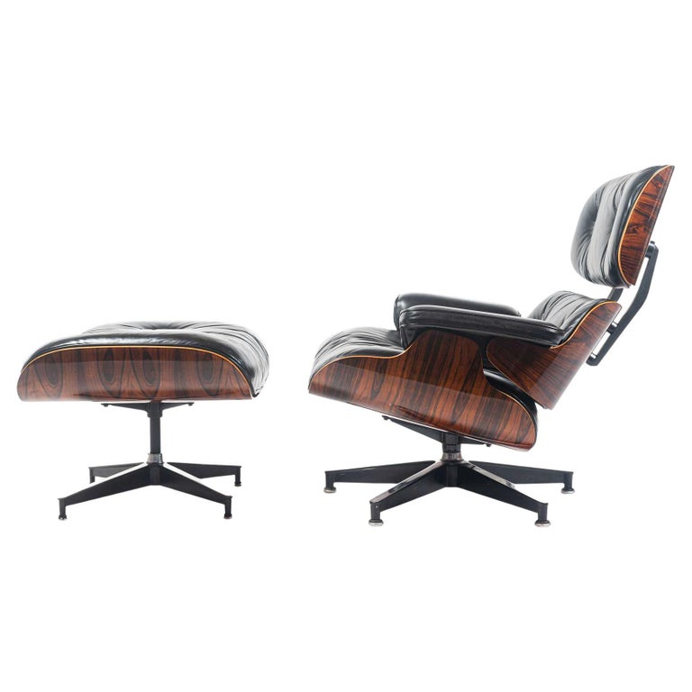 Fully Restored 3rd Gen Eames Lounge Chair and Ottoman in Black Leather ...