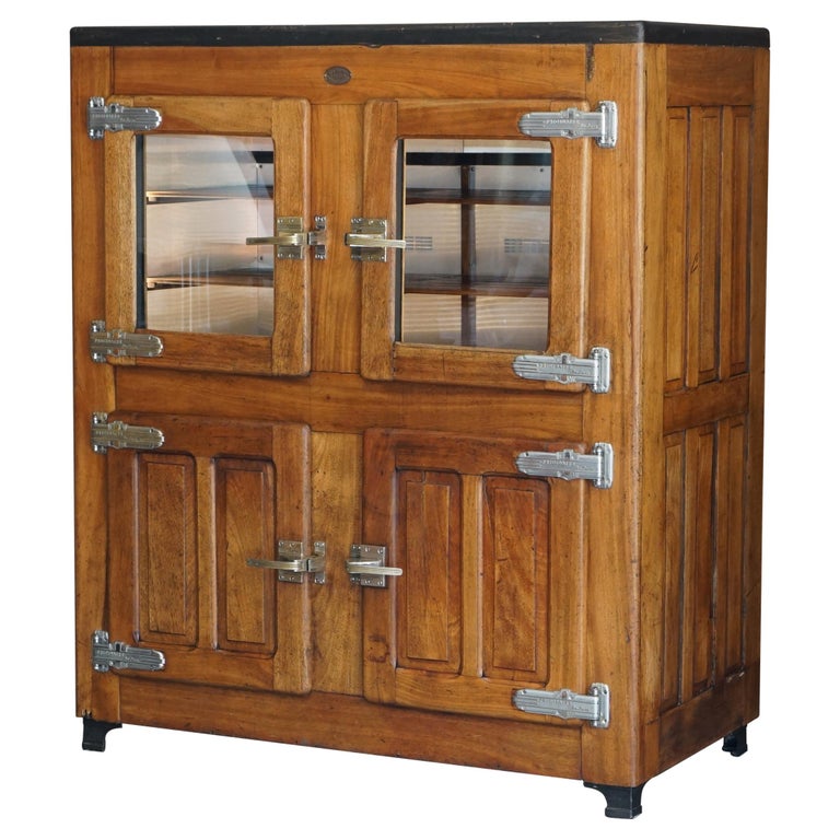 Fully Restored Argentinian Antique Oak Fridge Brand New Refrigeration ...