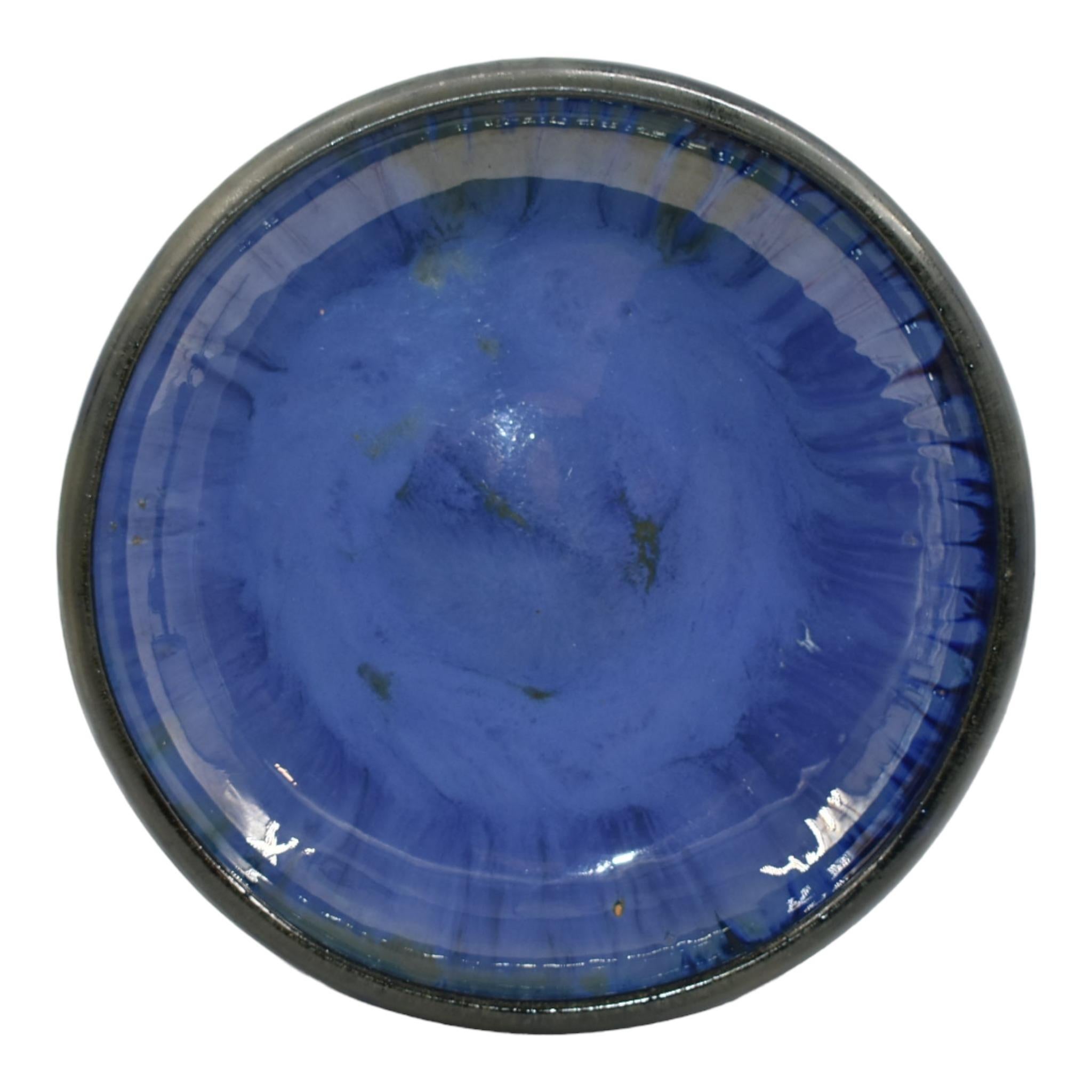 Fulper 1909-1917 Vintage Arts and Crafts Pottery Blue Flambe Effigy Bowl 438 For Sale at 1stDibs