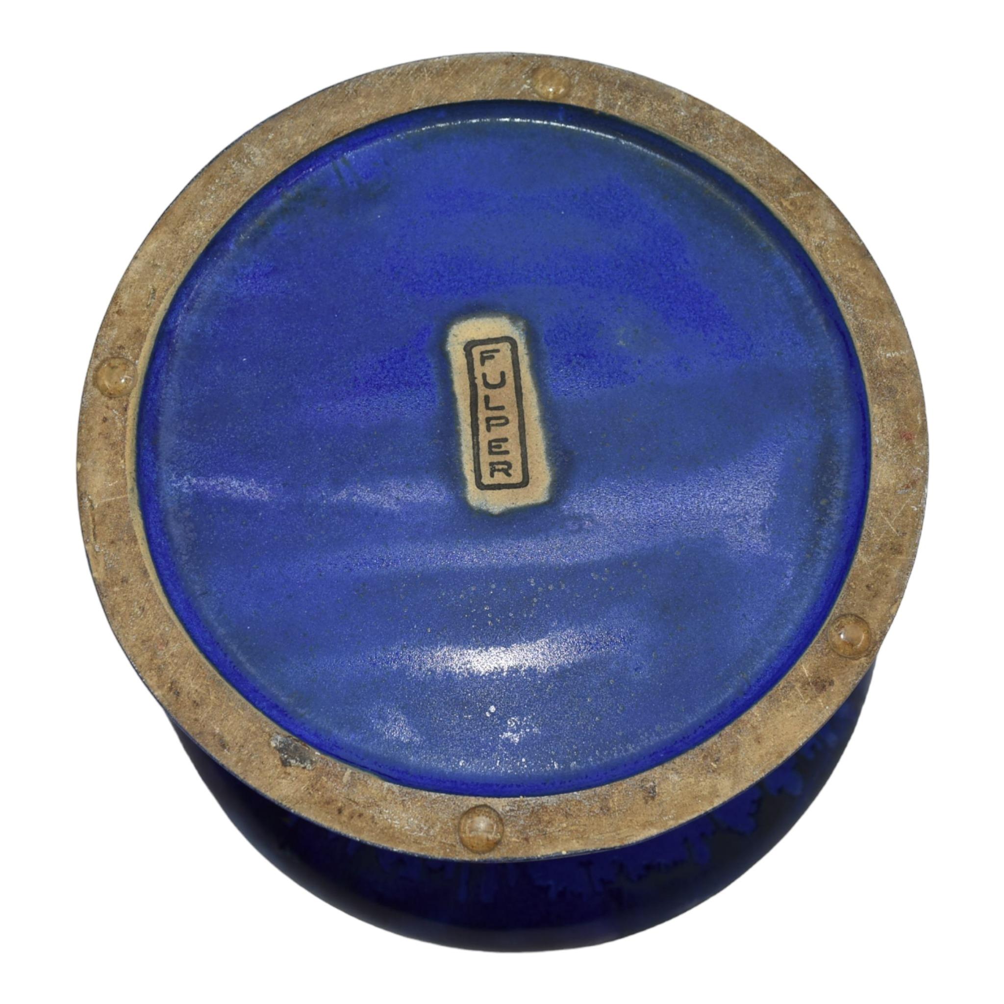 Fulper 1909-1917 Vintage Arts and Crafts Pottery Blue Flambe Effigy Bowl 438 For Sale at 1stDibs