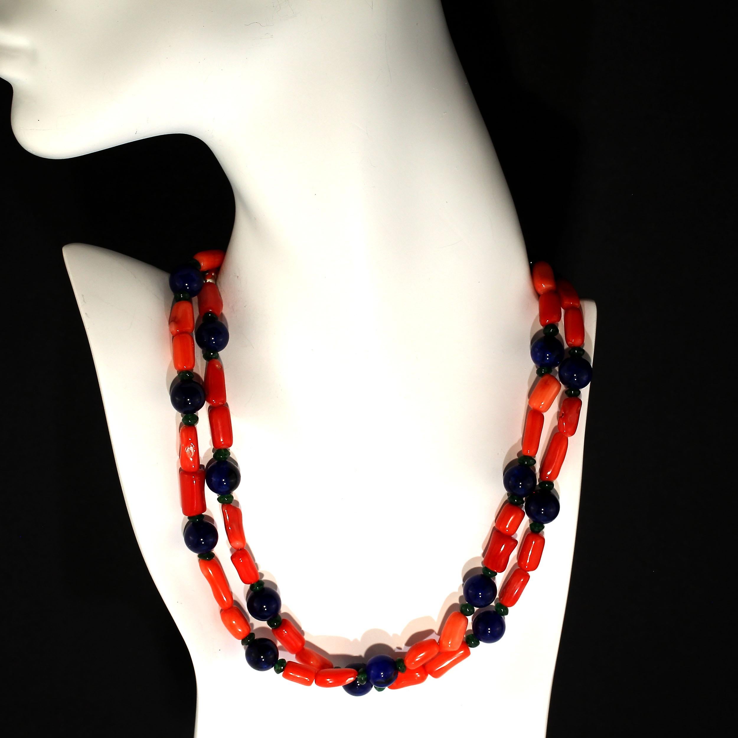 AJD Fun and Funky Orange Coral, Jade, and Aventurine 33 Inch Necklace ...
