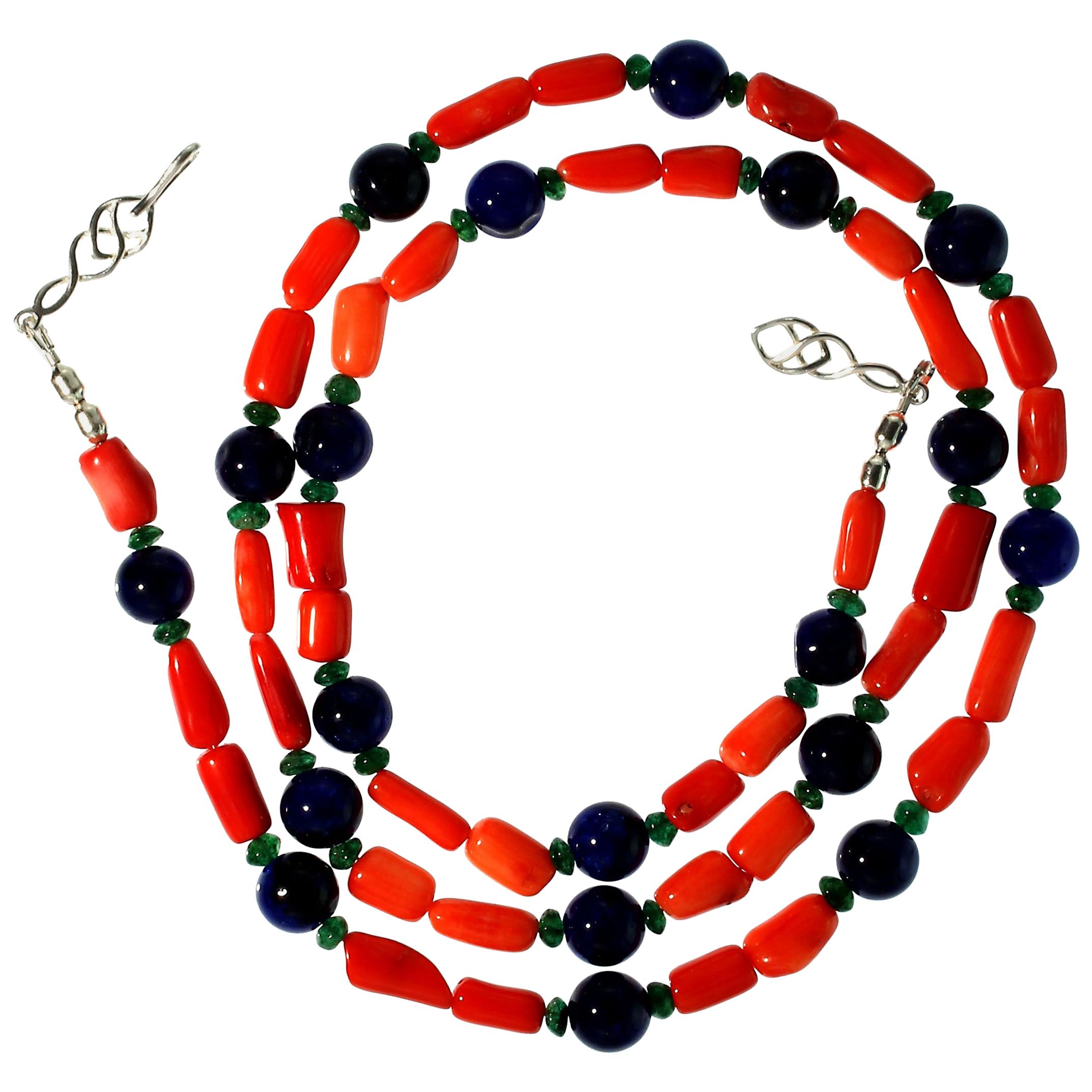 Genuine Jade and Coral Necklace at 1stdibs