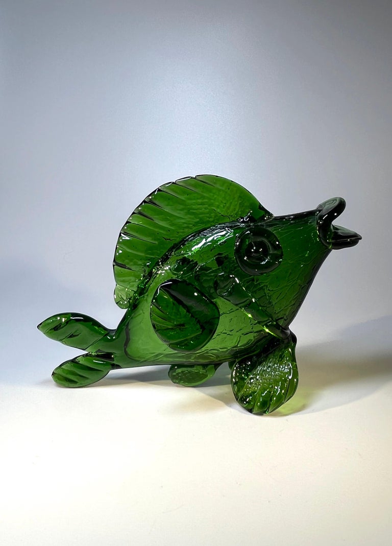 Fun and Retro, Murano Emerald Green Glass Fish Object D'art, Circa Mid ...