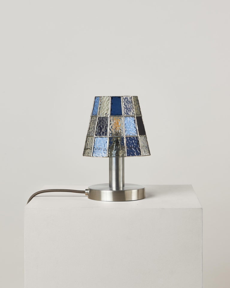 Fun Guy Stained Glass Table Lamp with Natural Aluminum Base by Frangere ...