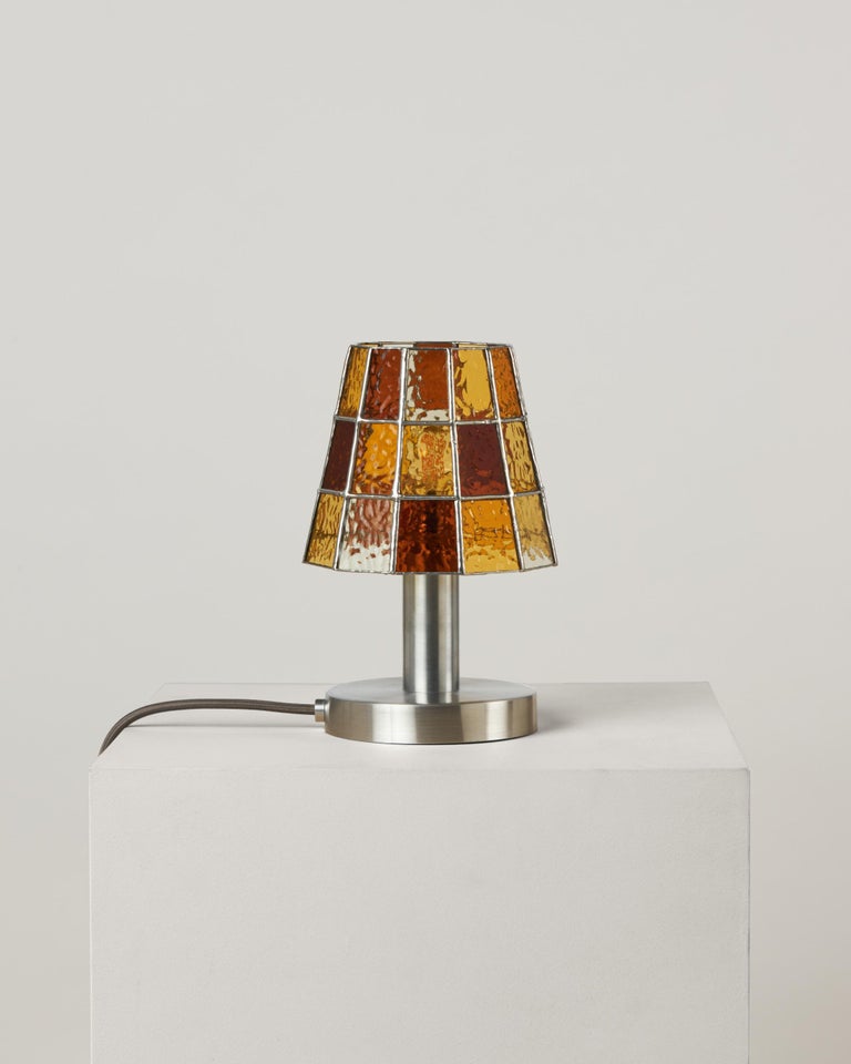Fun Guy Stained Glass Table Lamp with Natural Aluminum Base by Frangere ...