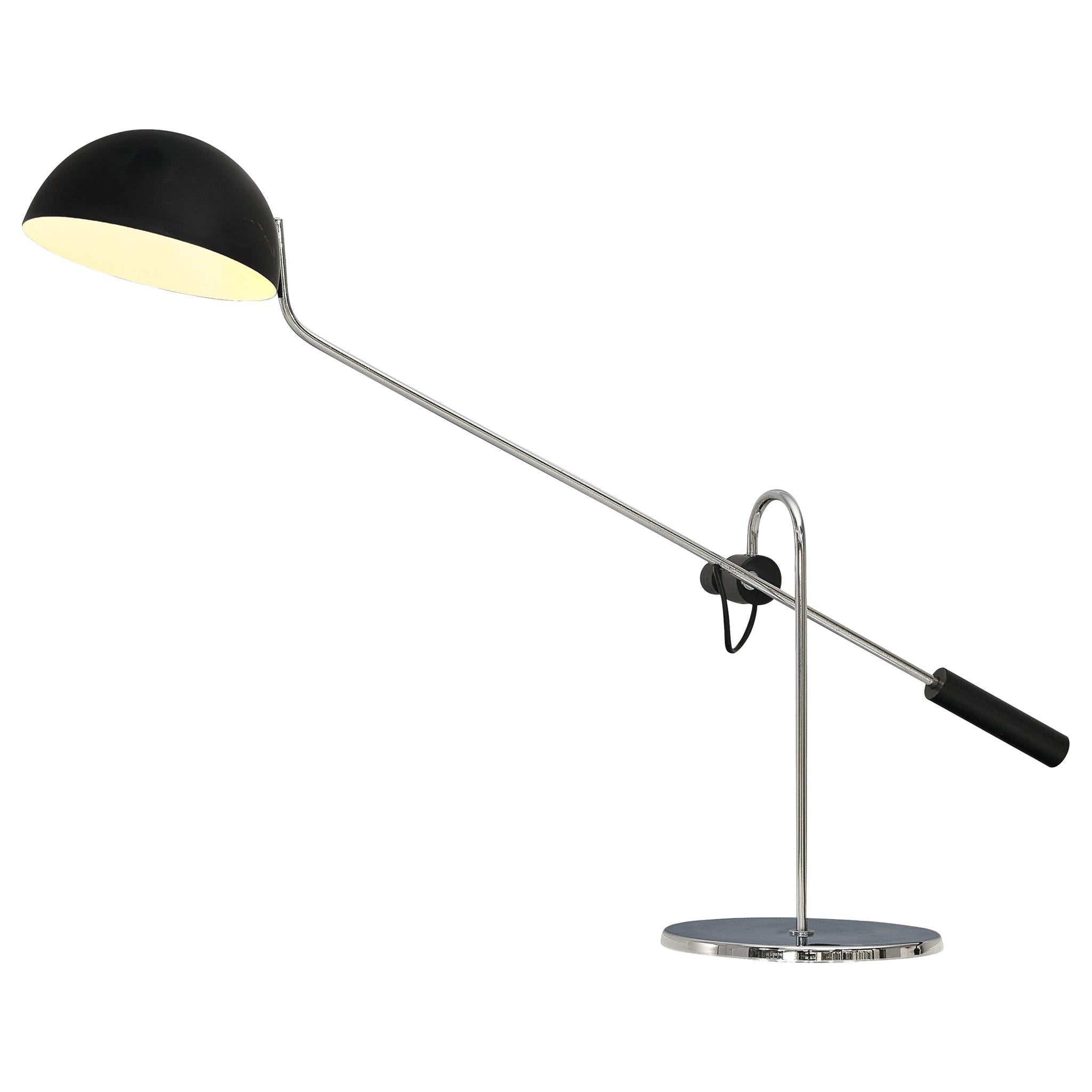 Functional Desk Lamp in Chromed and Black Lacquered Metal For Sale at ...