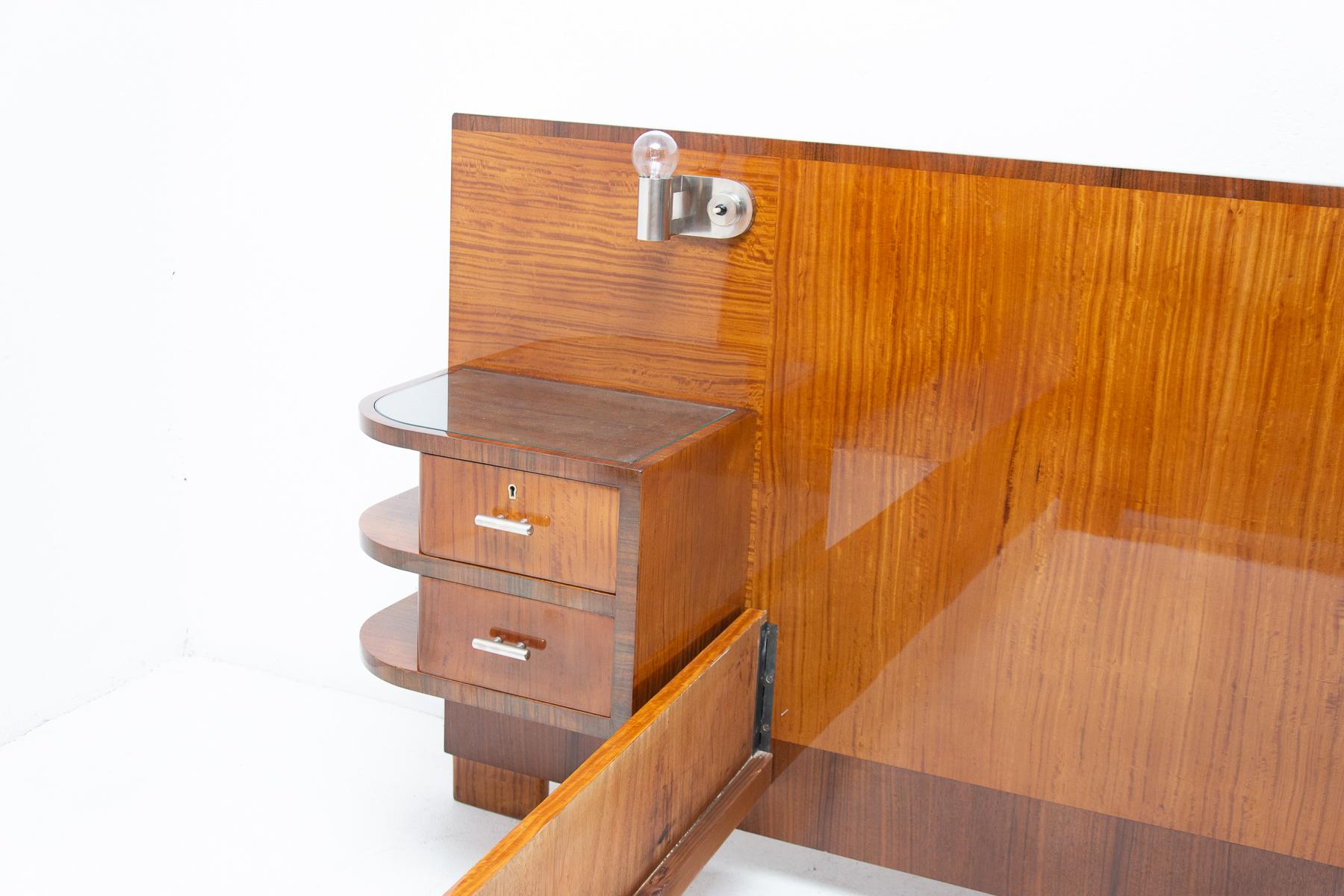 Functionalist Double Bed with Nightstands by Vlastimil Brozek, 1930s ...