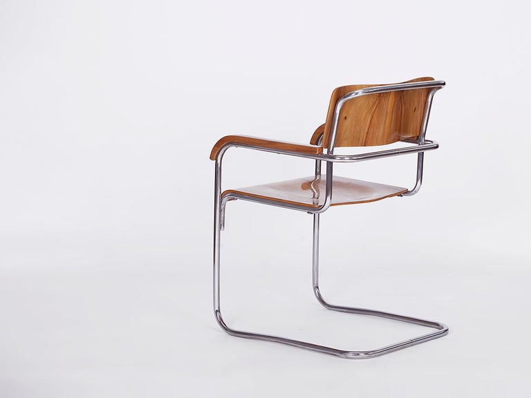 Functionalist Tubular Steel Desk by Gottwald and Chair by Slezak 1930s ...