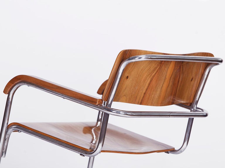 Functionalist Tubular Steel Desk by Gottwald and Chair by Slezak 1930s ...