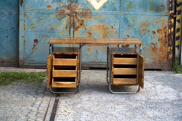 Functionalist Tubular Steel Desk Walnut, 1930s For Sale at 1stDibs