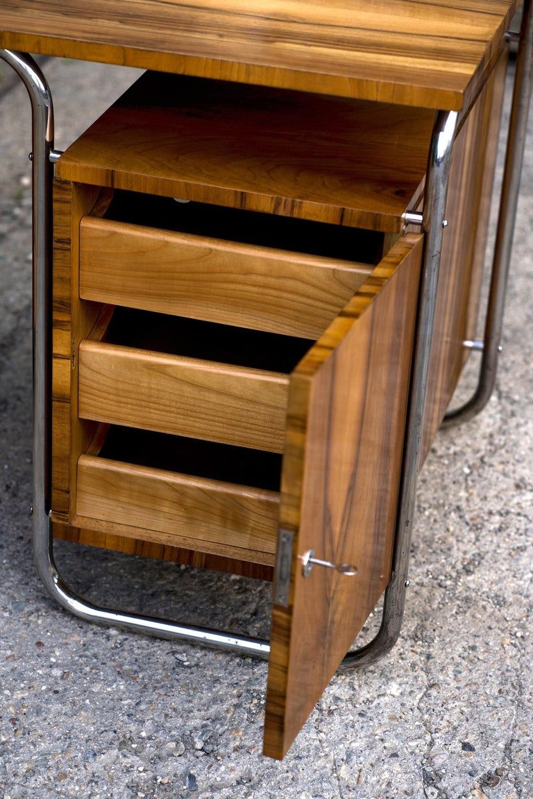 Functionalist Tubular Steel Desk Walnut, 1930s For Sale at 1stDibs