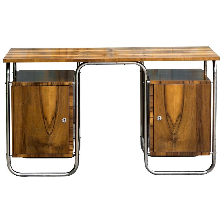 Functionalist Tubular Steel Desk Walnut, 1930s For Sale at 1stDibs