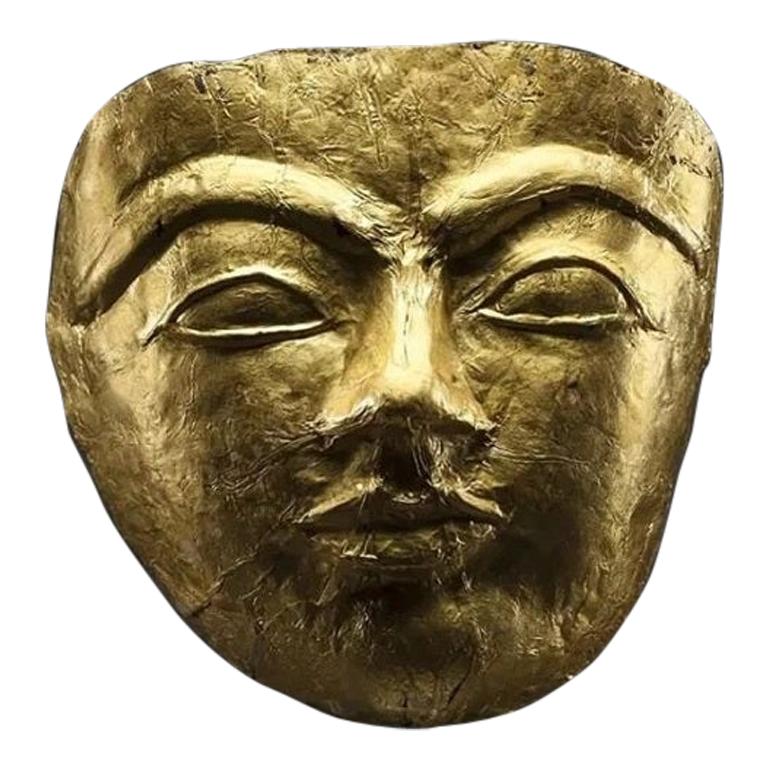 Pre-Columbian Funerary Gold Mask with Royal Turquoise Beads in its Eyes ...