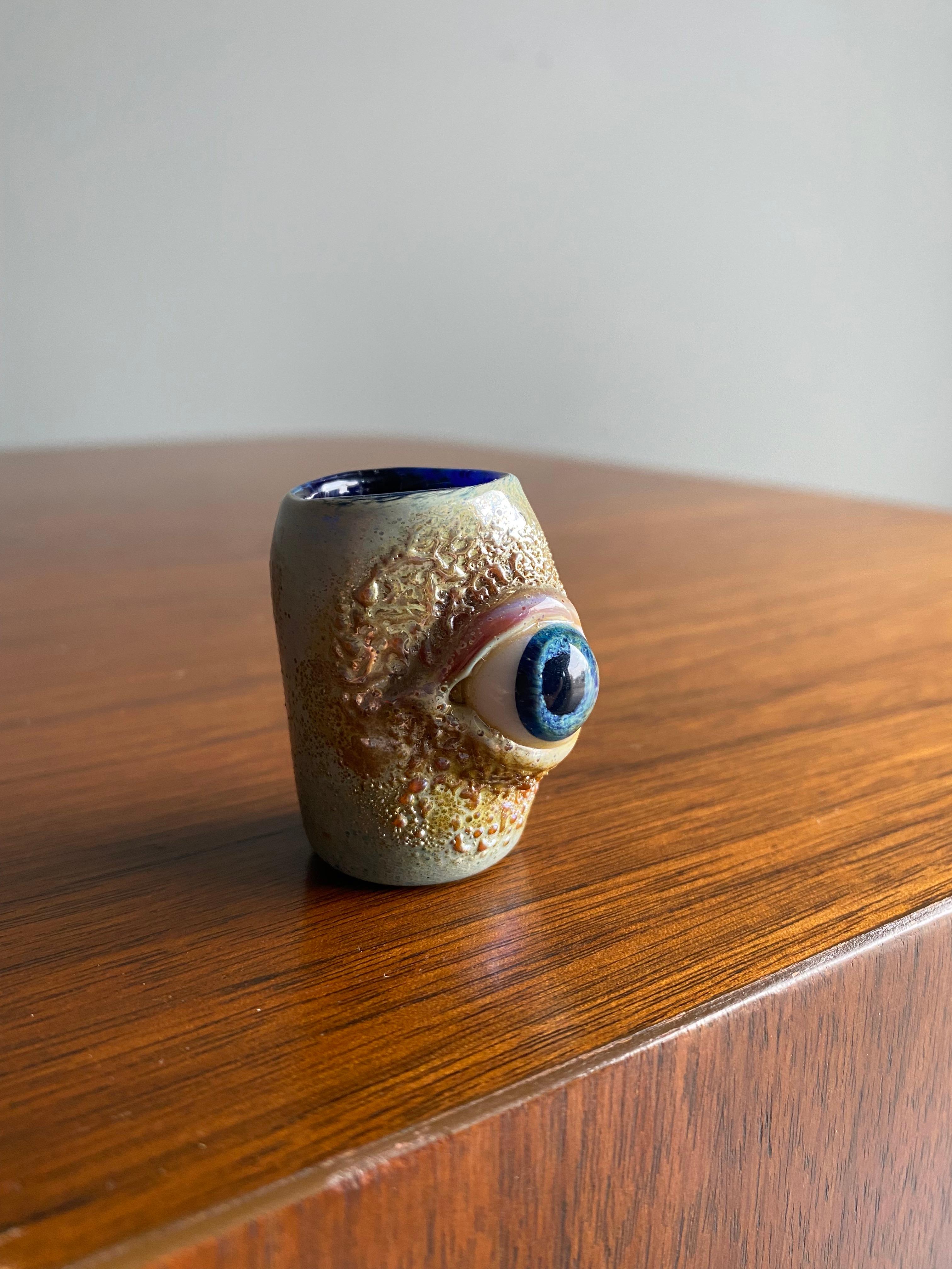 Funk Art Pottery Ceramic Eye Ball Small Vase, circa 1980 at 1stDibs