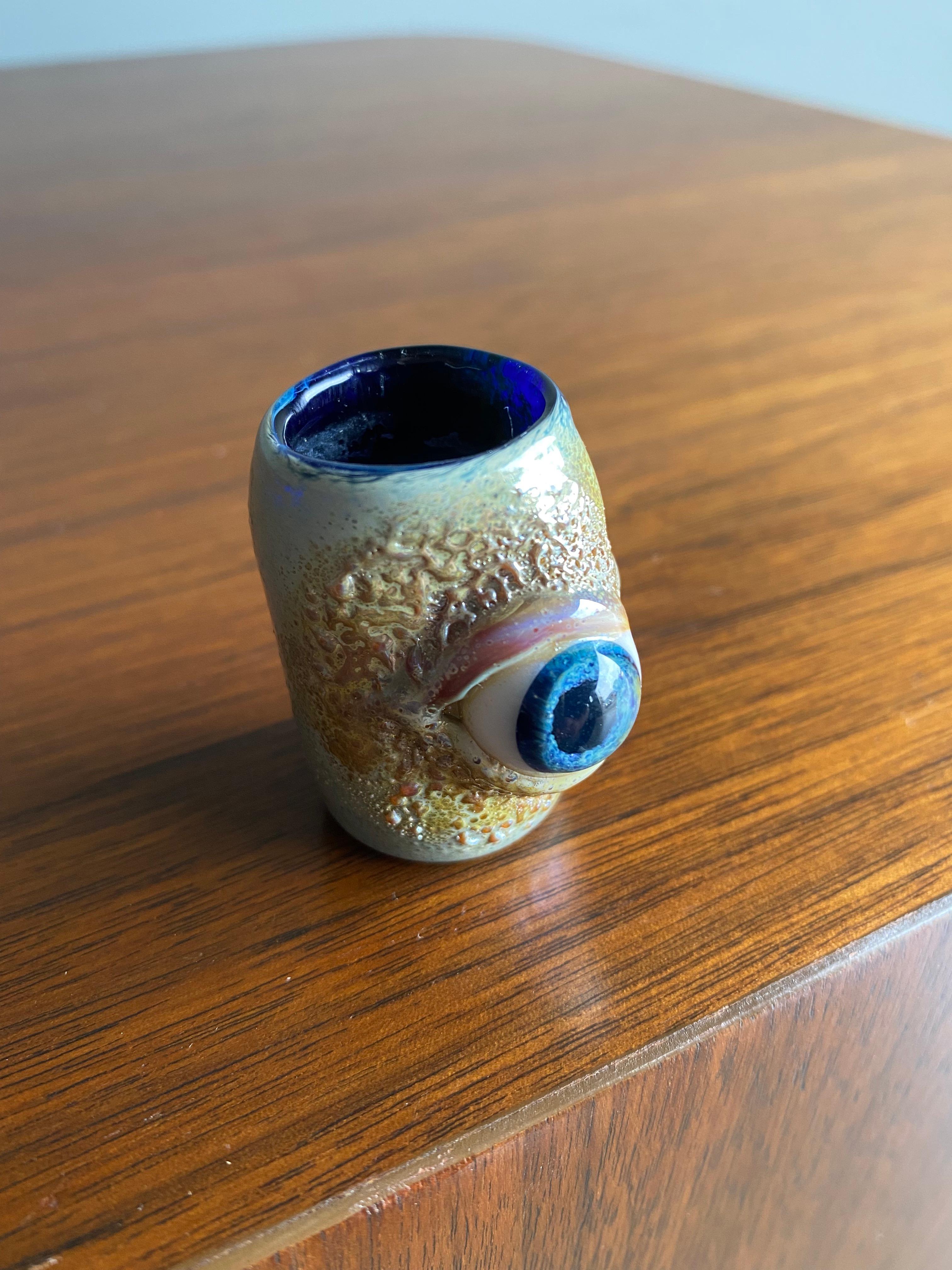 Funk Art Pottery Ceramic Eye Ball Small Vase, circa 1980 at 1stDibs